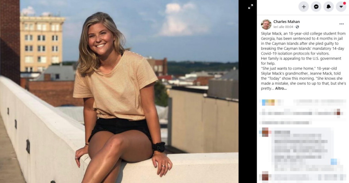 Skylar Mack, esce di casa e finisce in galera alle Cayman: coronavirus ...