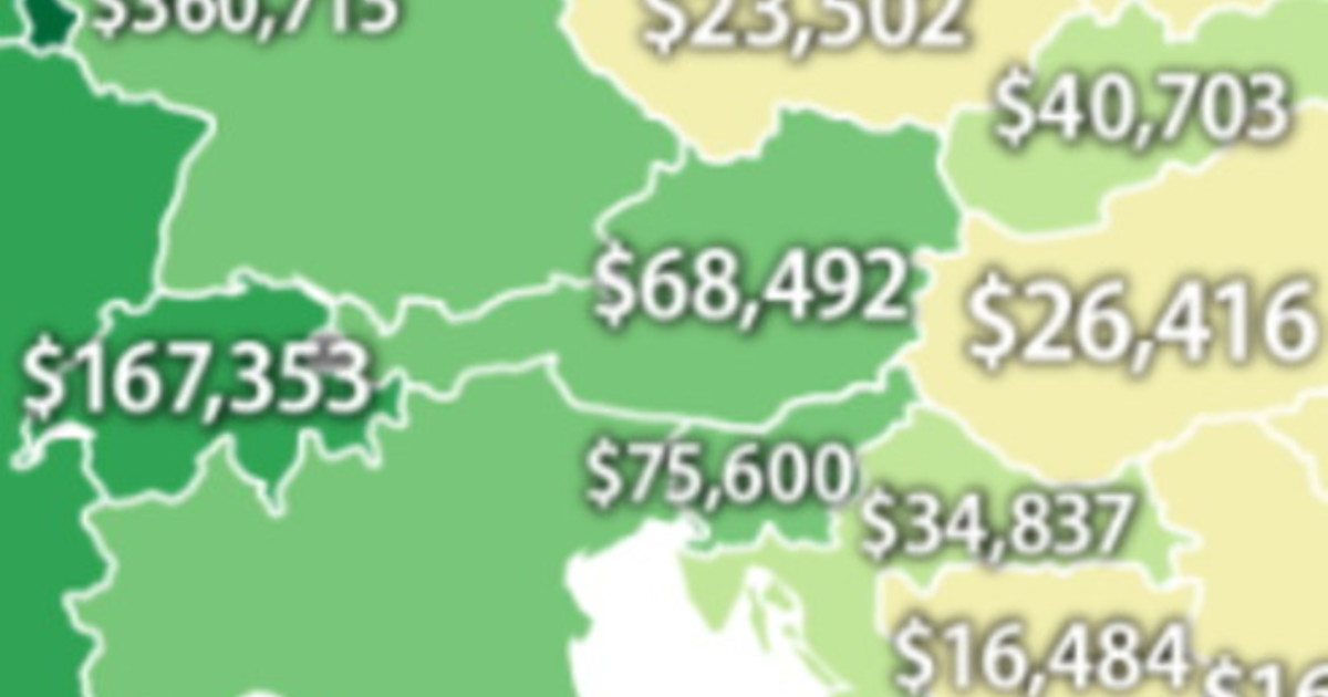 Europa, la ricchezza media paese per paese: e l'Italia? Una grossa ...